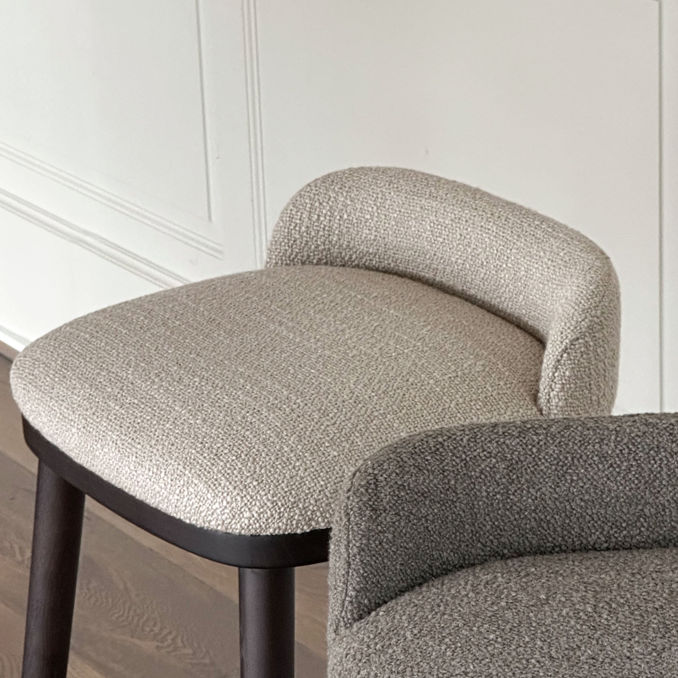 CAINE barstool with dark brown legs and fabric in loom beige – BRANDT ...