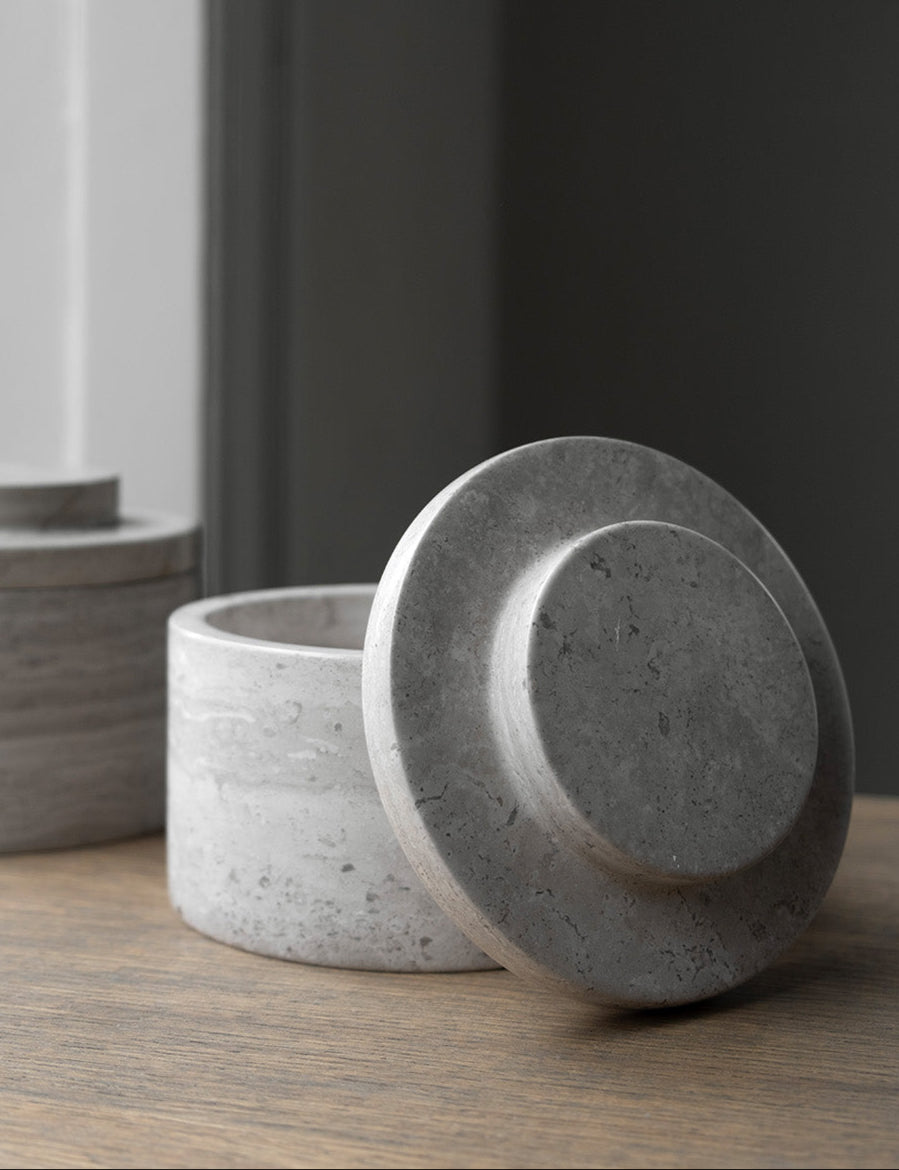 AURA canister in chalk grey marble – BRANDT Copenhagen
