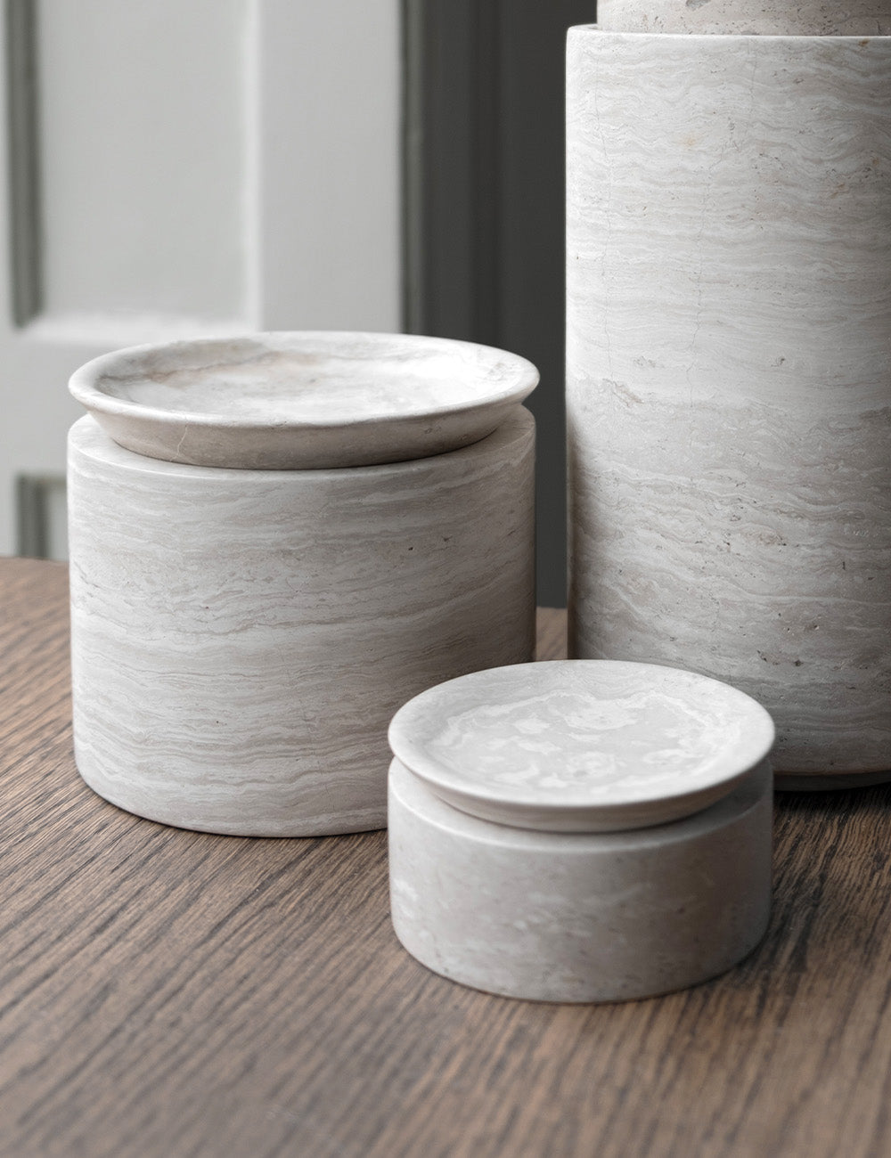 EDO canister small in chalk grey marble – BRANDT Copenhagen